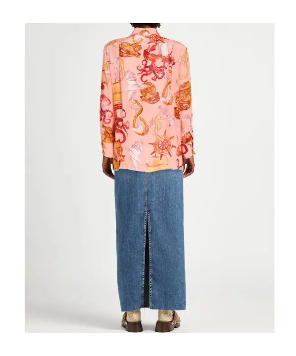 Farm Rio Long Sleeve Shirt With Nautical Print