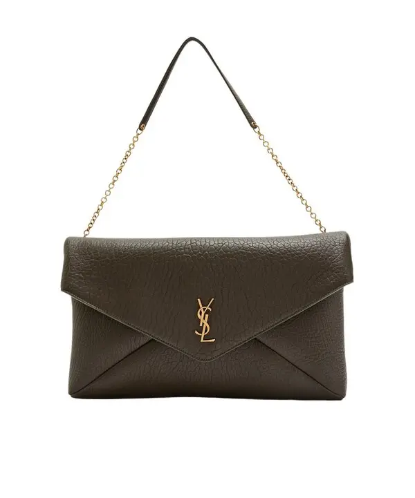 Saint Laurent Envelope Grained Leather Pouch