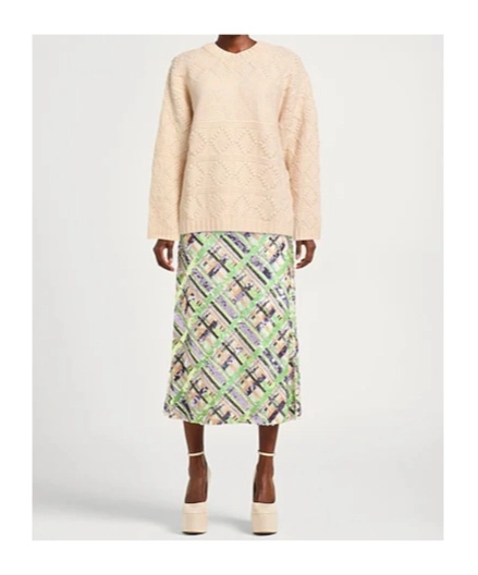 GANNI Jacquard-knit Crew Neck Sweater