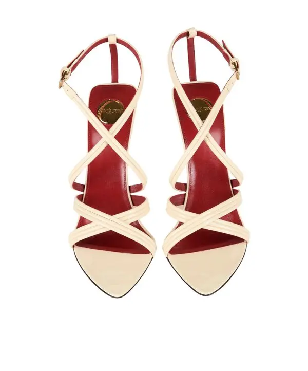 Saint Laurent Patent Leather Wedge Sandals - Nude