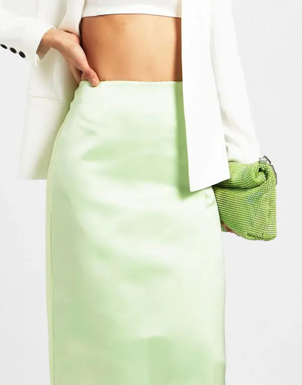 Tory Burch Solid Color Satin Wrap Skirt