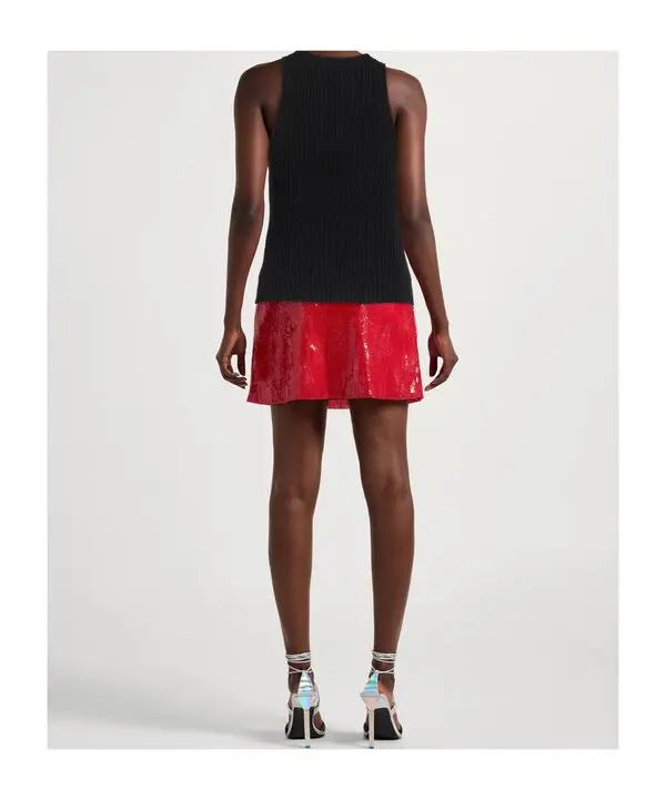 GANNI Ribbed Knit Sleeveless Crewneck Top