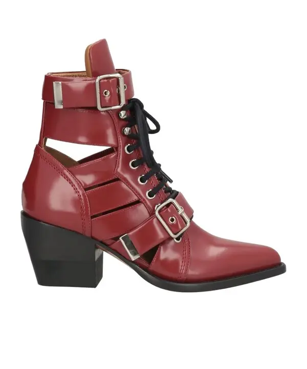 Chloé Smooth Leather Ankle Boots - Red
