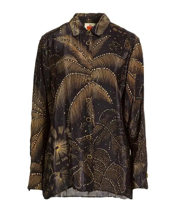 Farm Rio Long Sleeve Printed Shirt - Black