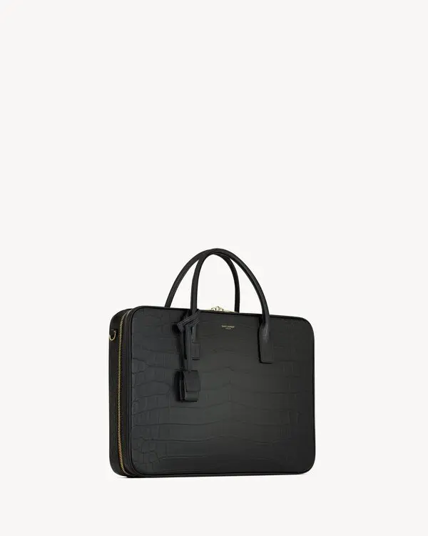 Saint Laurent Sac De Jour Large Slim Bauletto Bag In Alligator