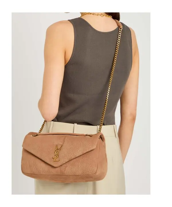 Saint Laurent Calypso Small Padded Suede Shoulder Bag