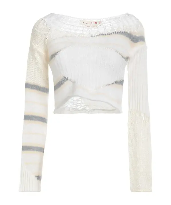 Marni Cropped Knitted Top - White