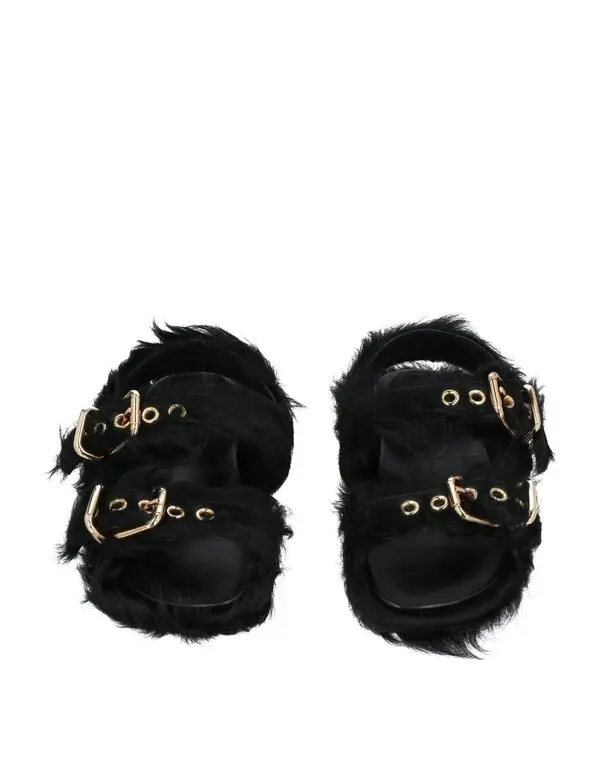 Marni Buckled Fur-trimmed Slingback Sandals