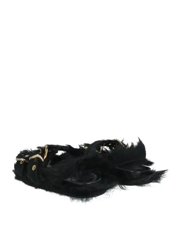 Marni Buckled Fur-trimmed Slingback Sandals