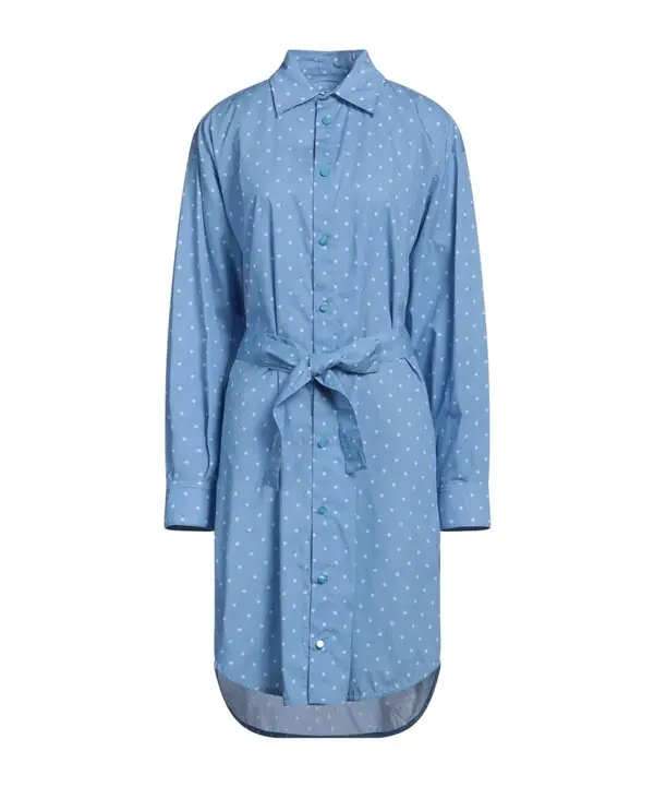 Marni Polka Dot Belted Shirt Dress - Blue