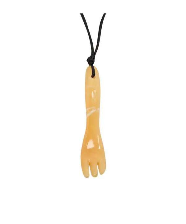 LEMAIRE Aragonite And Leather Gua Sha Fork Necklace - Yellow