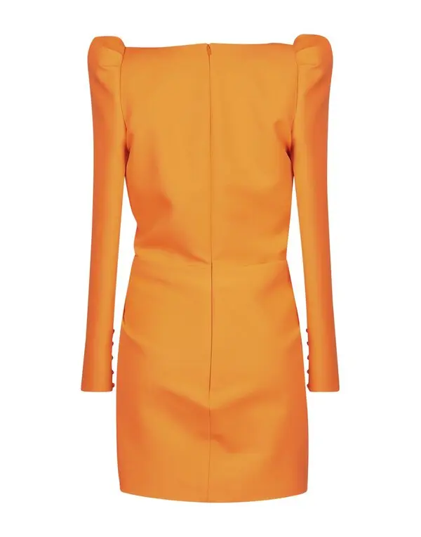 Saint Laurent Long Sleeve Deep V-neck Draped Dress