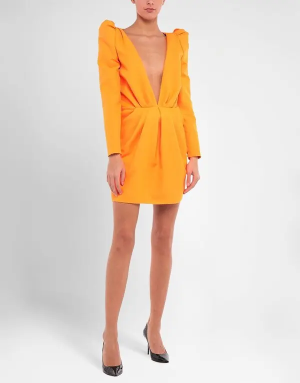 Saint Laurent Long Sleeve Deep V-neck Draped Dress