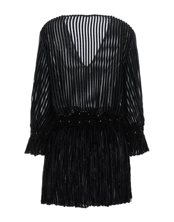 Saint Laurent Striped Satin Long Sleeve Dress