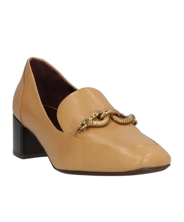 Tory Burch Square-toe Loafers With Embellishment - Nude