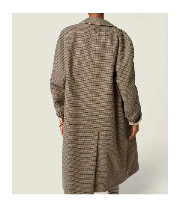 Miu Miu Reversible Single-breasted Twill And Houndstooth Check Trench Coat