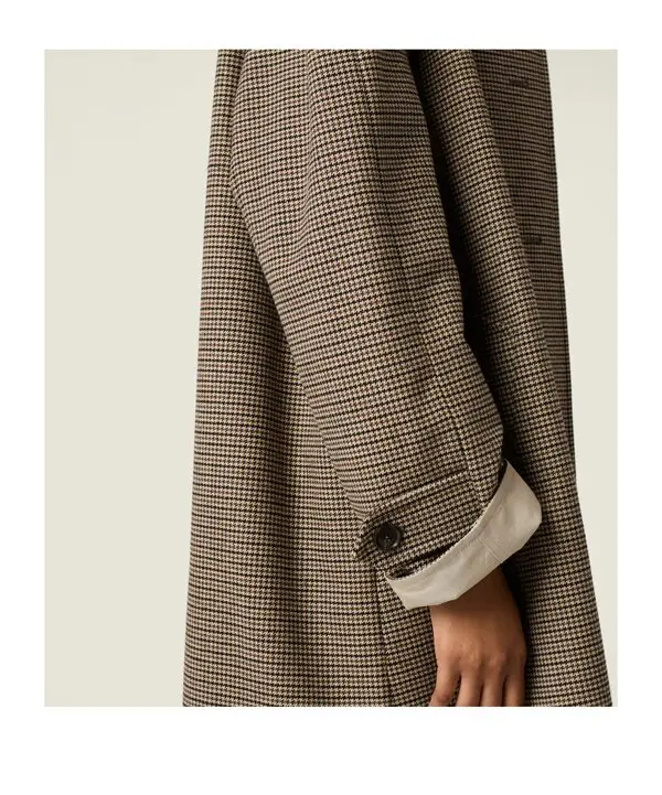 Miu Miu Reversible Single-breasted Twill And Houndstooth Check Trench Coat