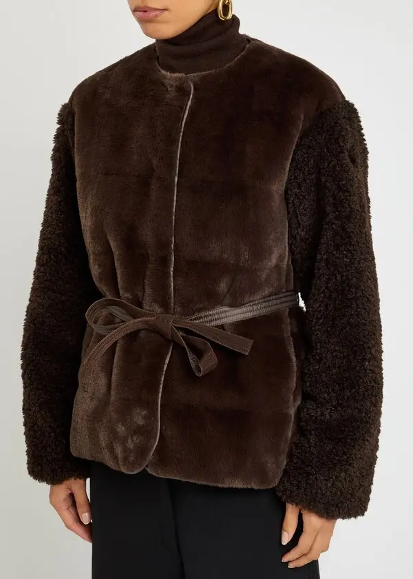 Moncler Jouillat Quilted Faux Fur Jacket
