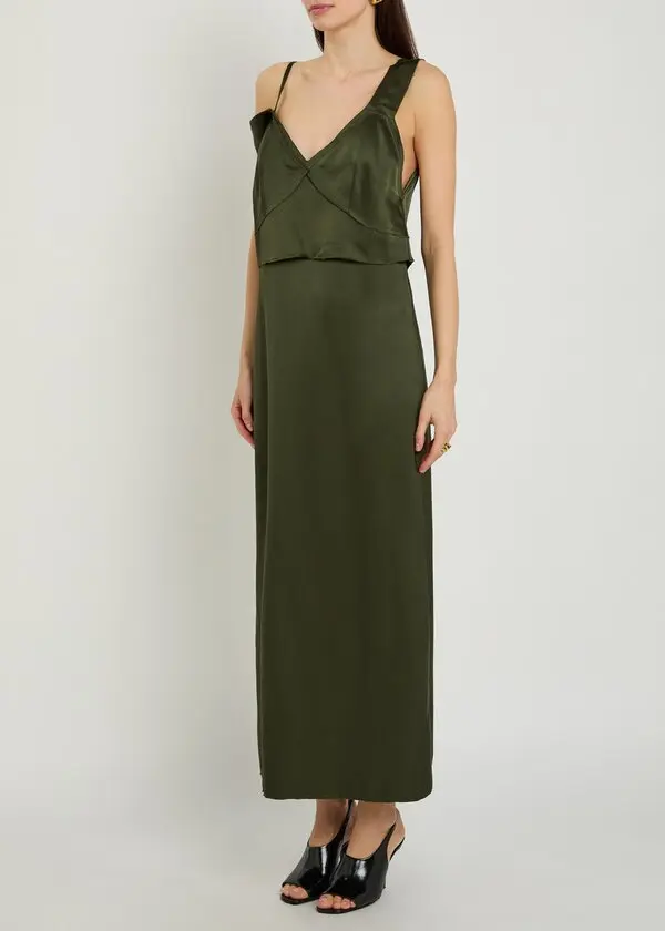 TOTEME V-neck Satin Midi Slip Dress
