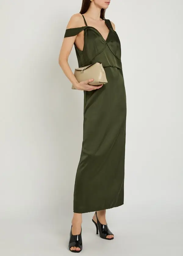 TOTEME V-neck Satin Midi Slip Dress