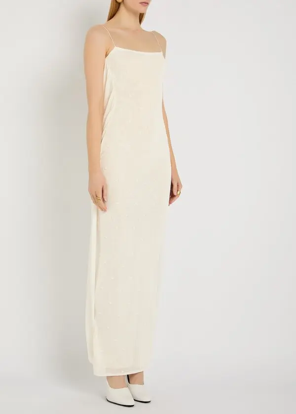 Jacquemus La Robe Maille Plumetis Mesh Maxi Dress