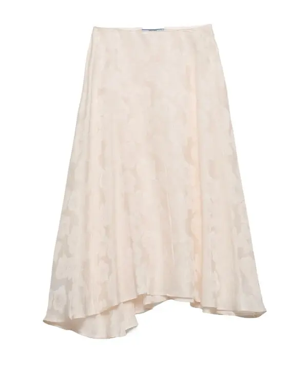 Prada Floral Jacquard Asymmetrical Skirt