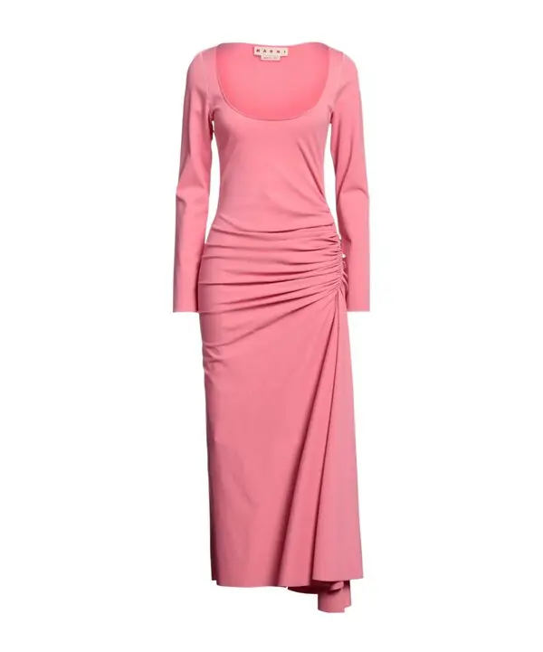 Marni Crewneck Long Sleeve Gathered Midi Dress