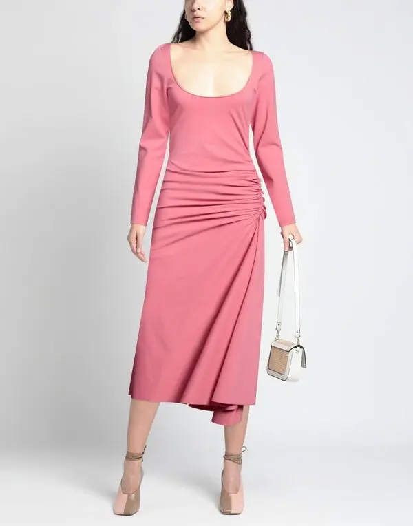 Marni Crewneck Long Sleeve Gathered Midi Dress