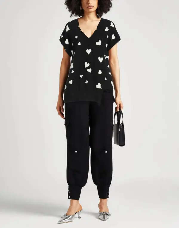 Marni Two-tone Heart Print V-neck Knit Top
