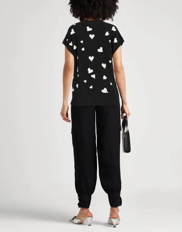 Marni Two-tone Heart Print V-neck Knit Top