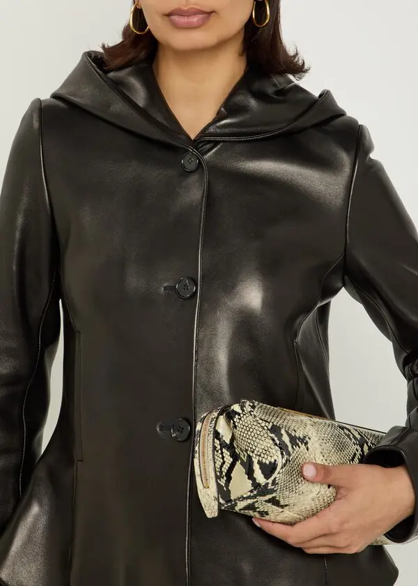 Khaite June Hooded Peplum-hem Leather Jacket