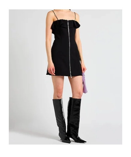 GANNI Party Dress With Deep V-neck And Zipper Closure