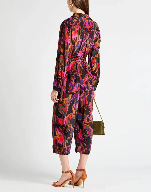 Farm Rio Printed Long Sleeve Belted Jumpsuit