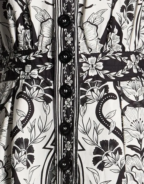 Farm Rio Long-sleeved Printed Midi Dress