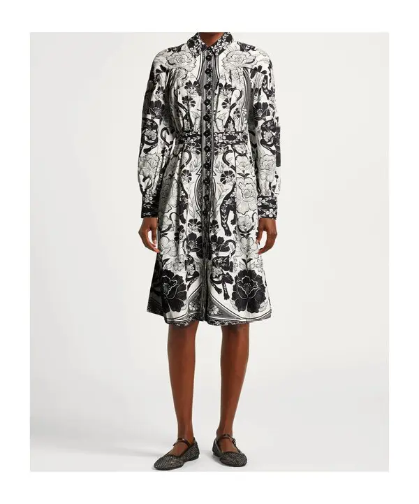 Farm Rio Long-sleeved Printed Midi Dress
