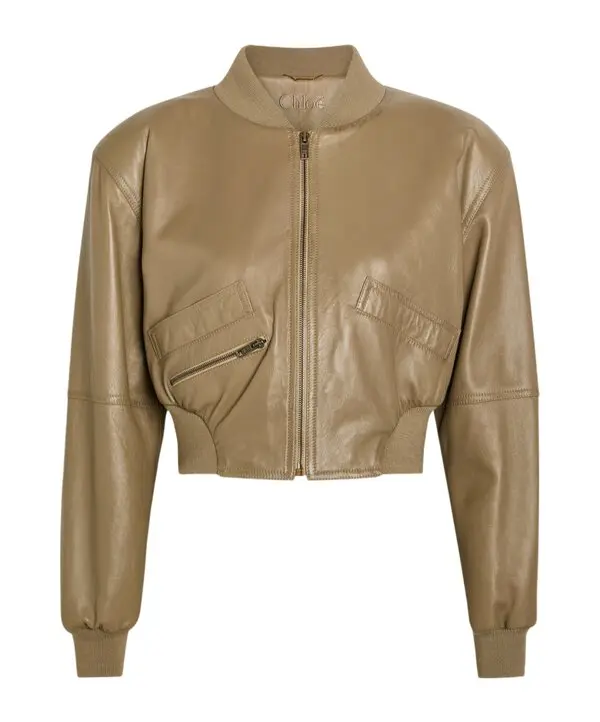Chloé Sculpted Leather Cropped Bomber Jacket