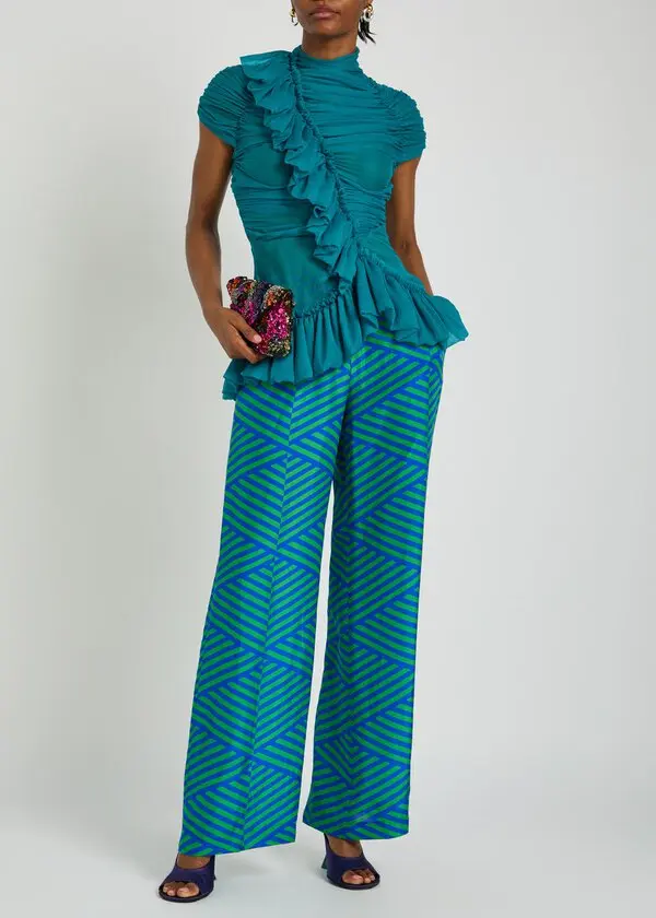 Dries Van Noten Puvis Striped Silk Trousers