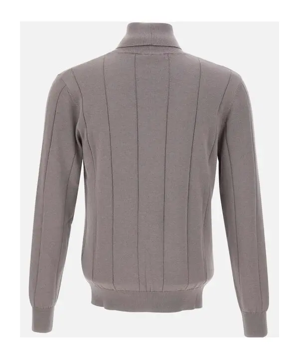 Eleventy Ribbed Turtleneck Knitwear With High Collar And Long Sleeves - Gray