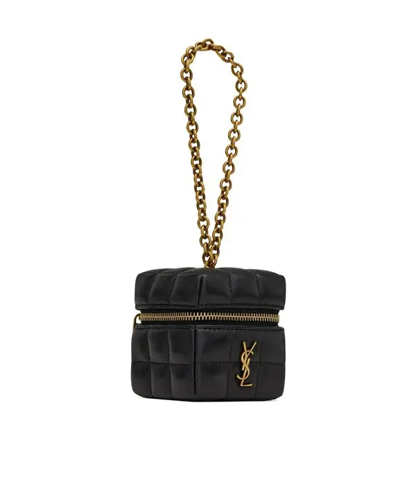 Saint Laurent Cassandre Matelassé Carré Mini Cube On Chain In Lambskin