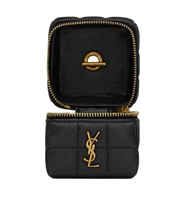Saint Laurent Cassandre Matelassé Carré Mini Cube On Chain In Lambskin