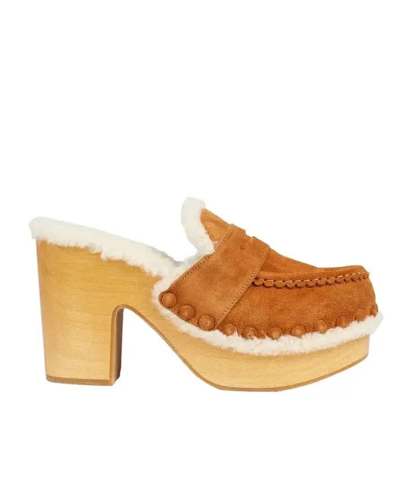 Chloé Suede Effect Mules With Block Heel