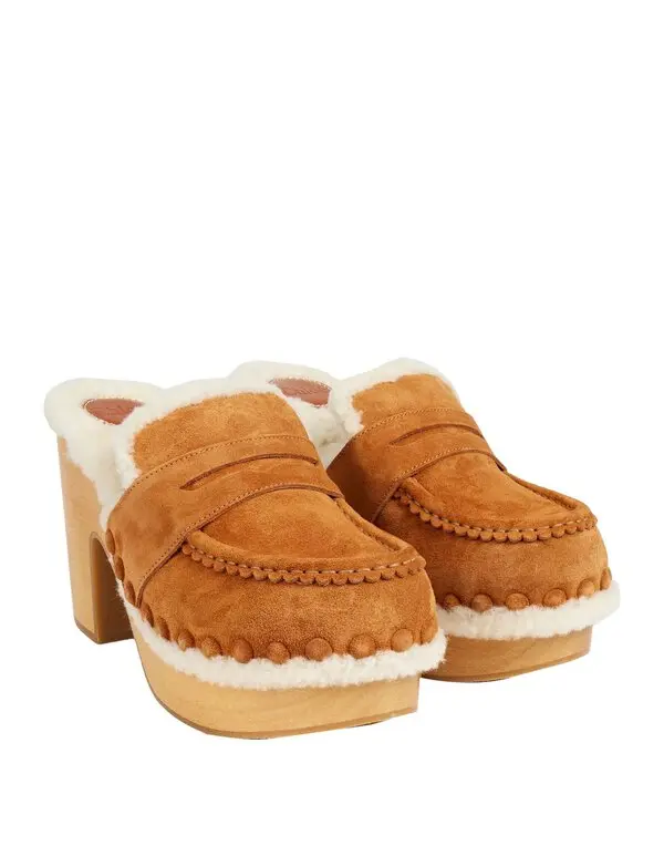 Chloé Suede Effect Mules With Block Heel