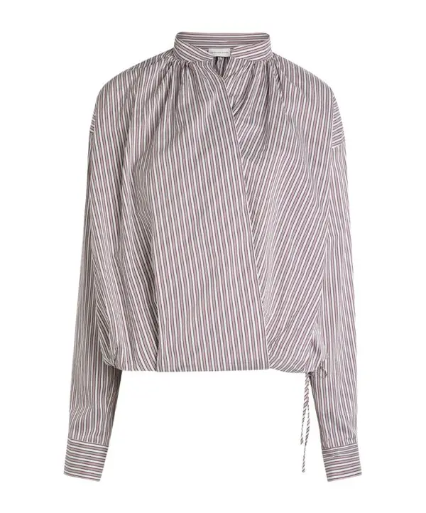 Dries Van Noten Cenver Striped Cotton-blend Wrap Blouse