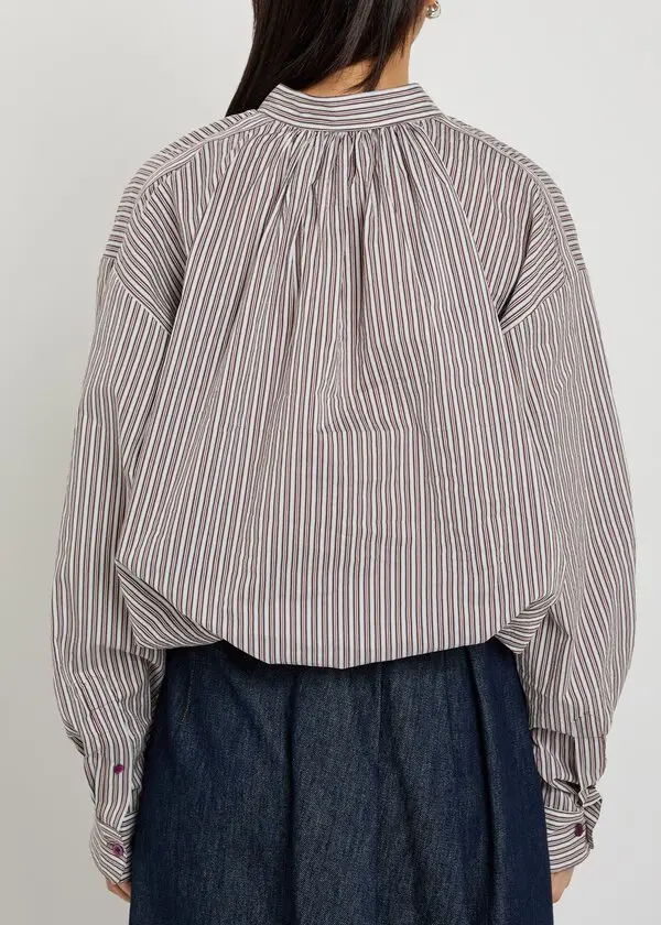 Dries Van Noten Cenver Striped Cotton-blend Wrap Blouse