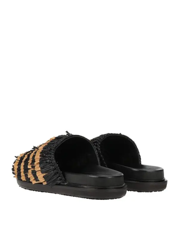 Marni Two-tone Fringed Slide Sandals - Black
