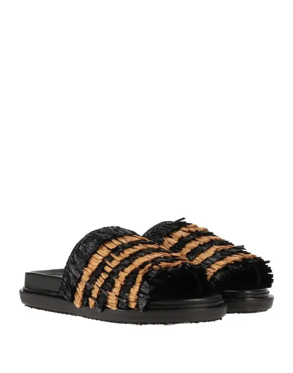 Marni Two-tone Fringed Slide Sandals - Black