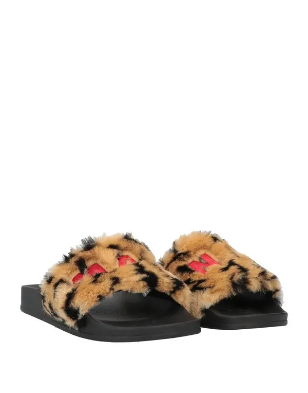 Marni Leopard-print Plush Slide Sandals