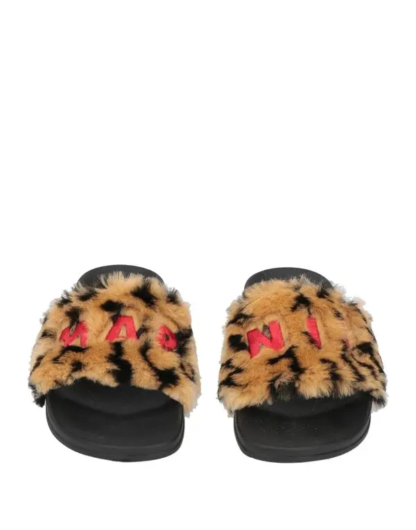 Marni Leopard-print Plush Slide Sandals