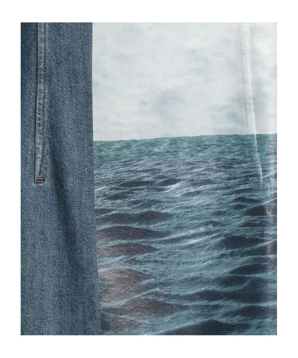 Sportmax Sleeveless Square Neck Denim Dress With Print