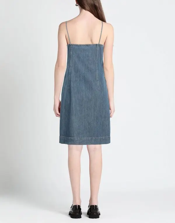 Sportmax Sleeveless Square Neck Denim Dress With Print